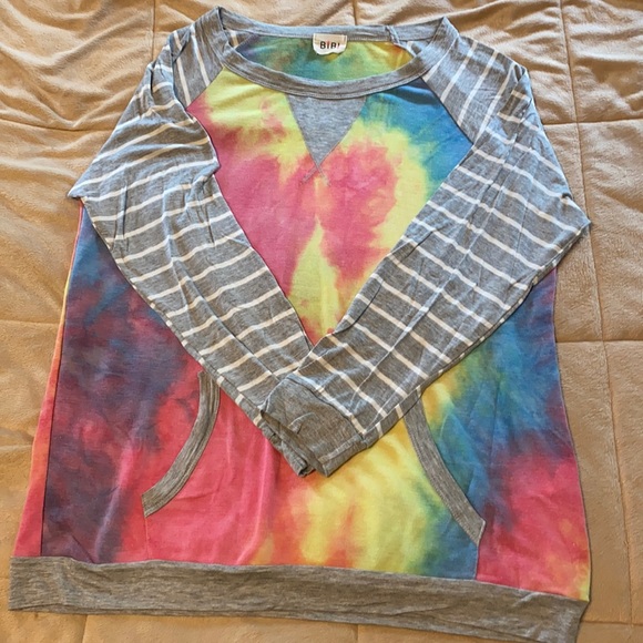BiBi | Sweaters | Bibi Tie Dye And Striped Shirt | Poshmark